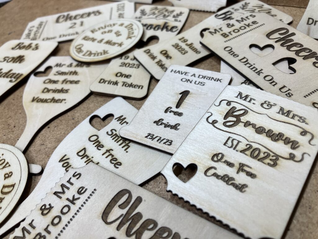 Wedding/Birthday Drink Voucher/favour – Just From the Woodshed